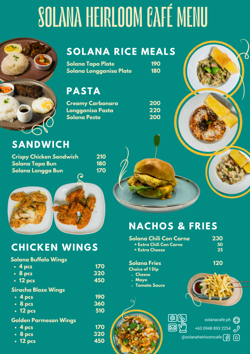 Solana Heirloom Café Menu – Solana Heirloom Café